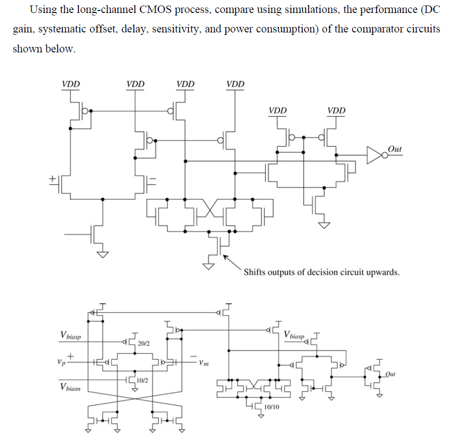 Solved Using the long-channel CMOS process, compare using | Chegg.com