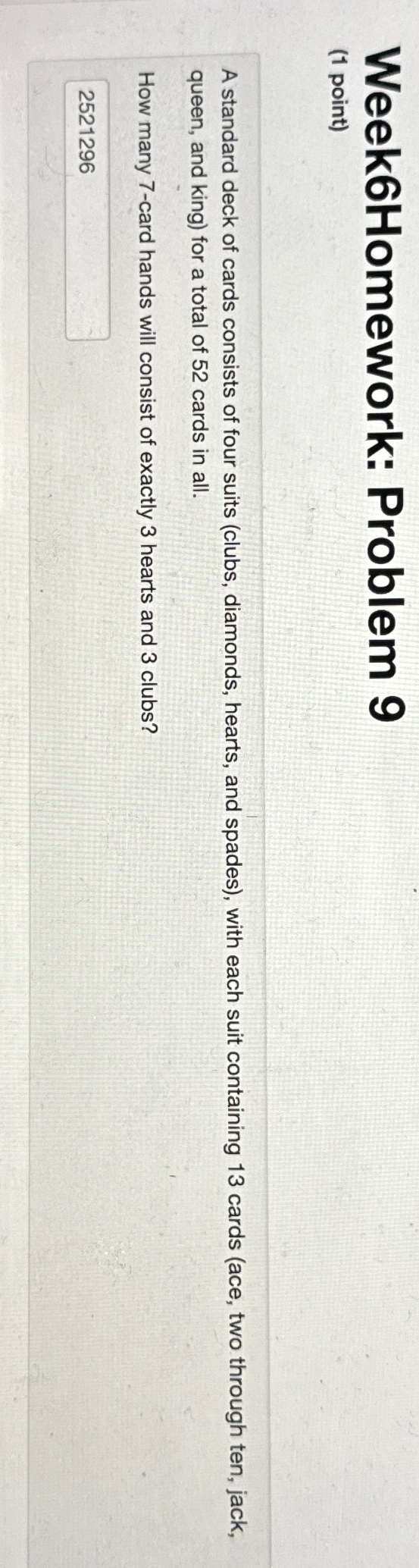 Solved Week6Homework: Problem 9(1 ﻿point)A standard deck of | Chegg.com