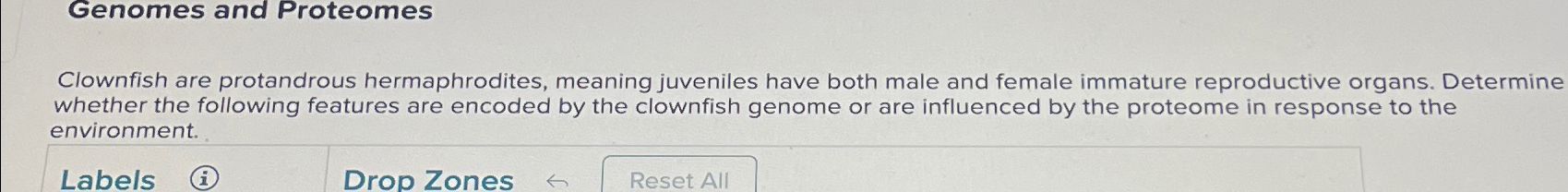 Solved Genomes and ProteomesClownfish are protandrous | Chegg.com