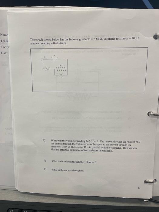Solved The circuit shown below has the following values: | Chegg.com