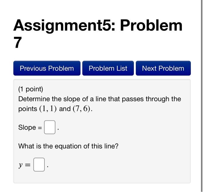 Solved Assignment5 Problem 5 Previous Problem Problem List 4912