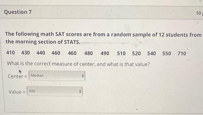 Solved The following math SAT scores are from a random | Chegg.com