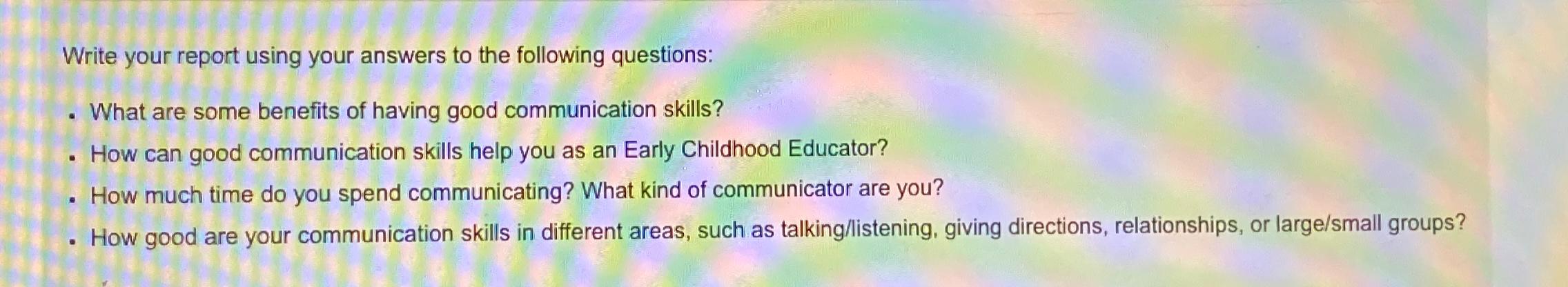 Solved Write your report using your answers to the following | Chegg.com