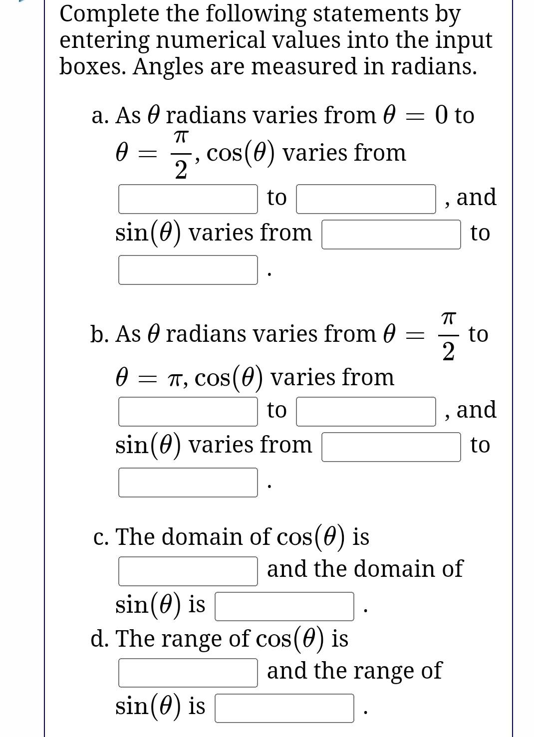 Solved Complete the following statements by entering | Chegg.com
