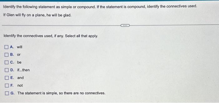 Identify the following statement as simple or | Chegg.com