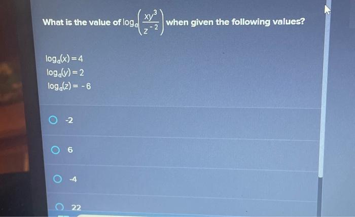 Solved What is the value of log, log(x) = 4 log (v) = 2 log | Chegg.com