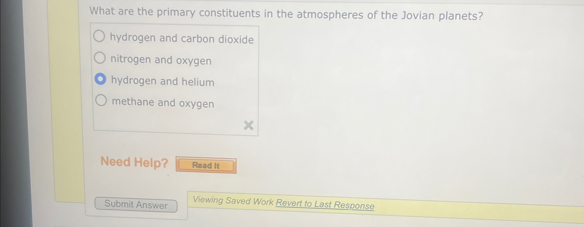 Solved What are the primary constituents in the atmospheres | Chegg.com