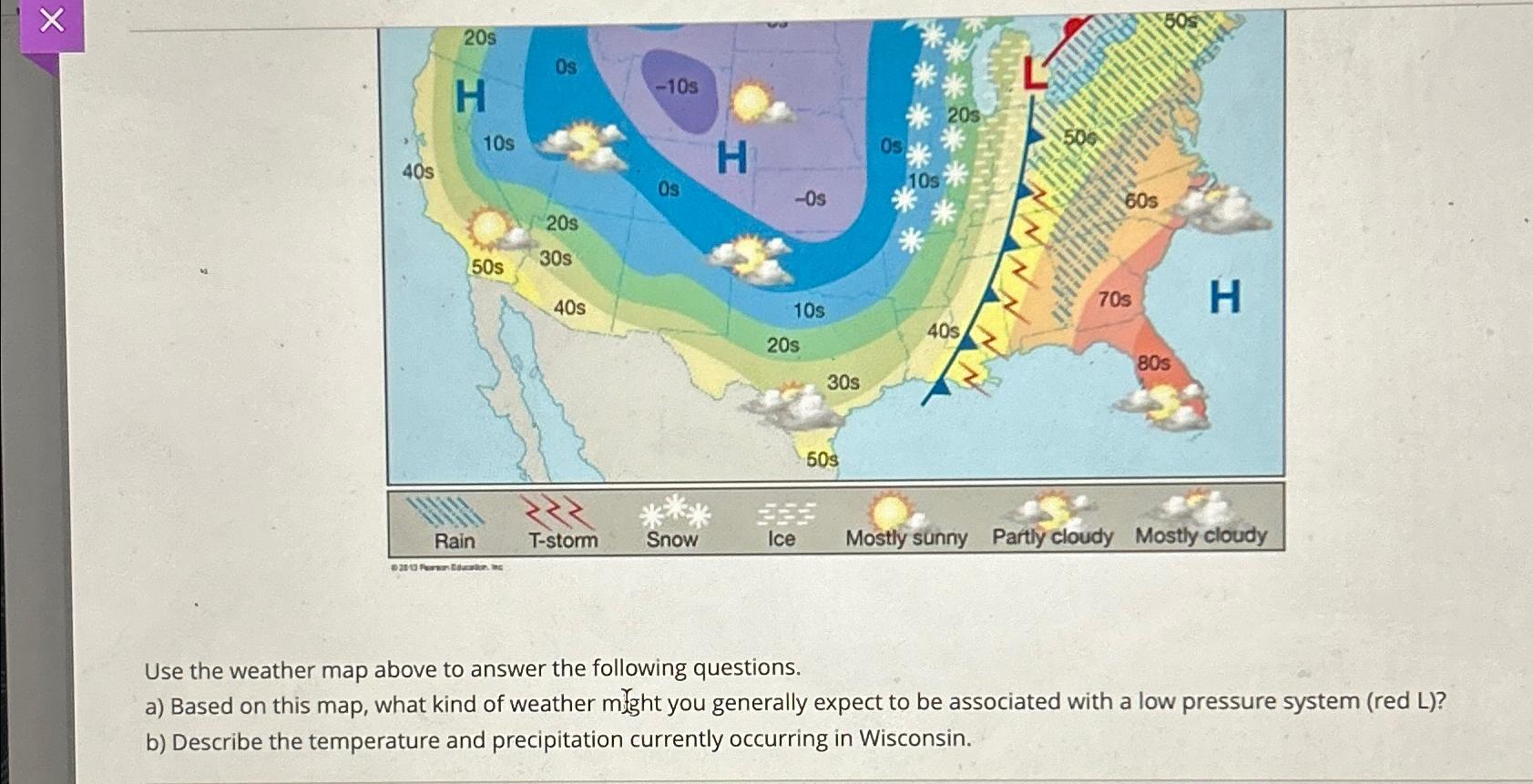 Solved Use the weather map above to answer the following | Chegg.com