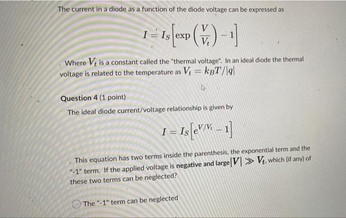 Solved The current in a diode as a function of the diode | Chegg.com