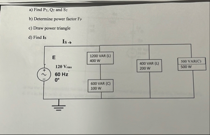 Solved a) ﻿Find PT,QT ﻿and STb) ﻿Determine power factor | Chegg.com