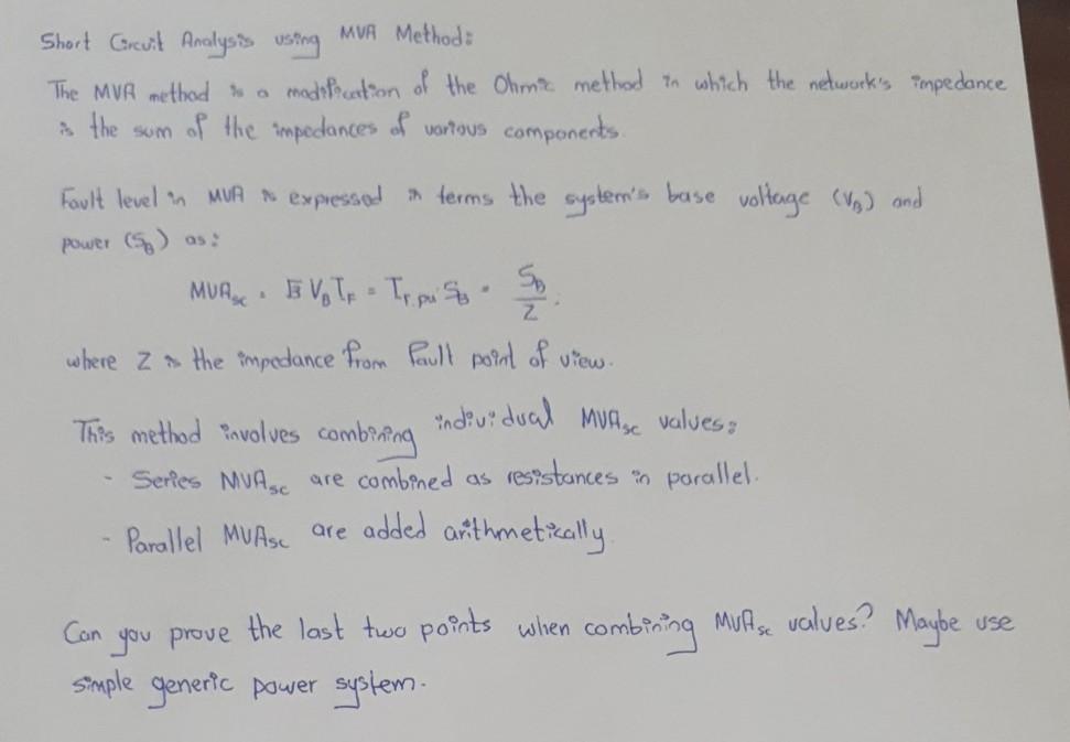 Solved Short Circuit Analysis using MVA Method: The MVA | Chegg.com