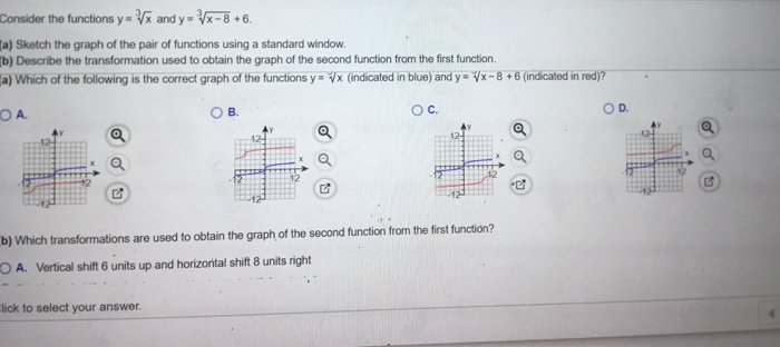 Solved Consider the functions y= Vx and y= VX-8 +6. a) | Chegg.com