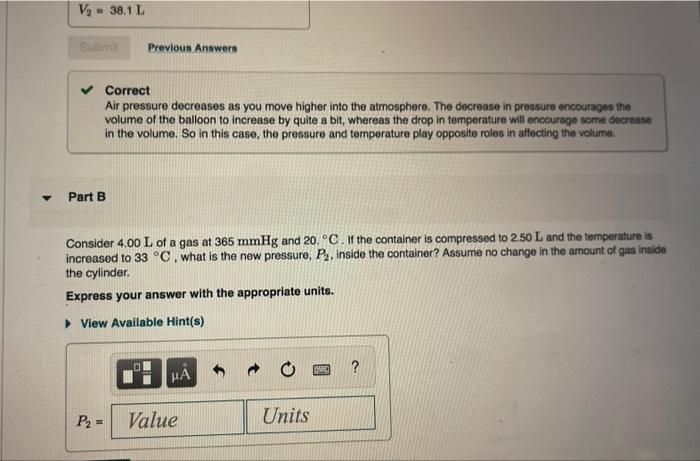Solved Correct Air pressure decreases as you move higher | Chegg.com