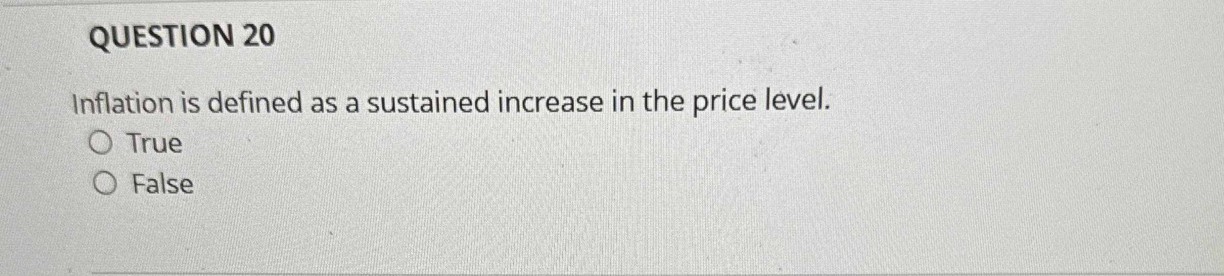 Solved QUESTION 20Inflation is defined as a sustained | Chegg.com