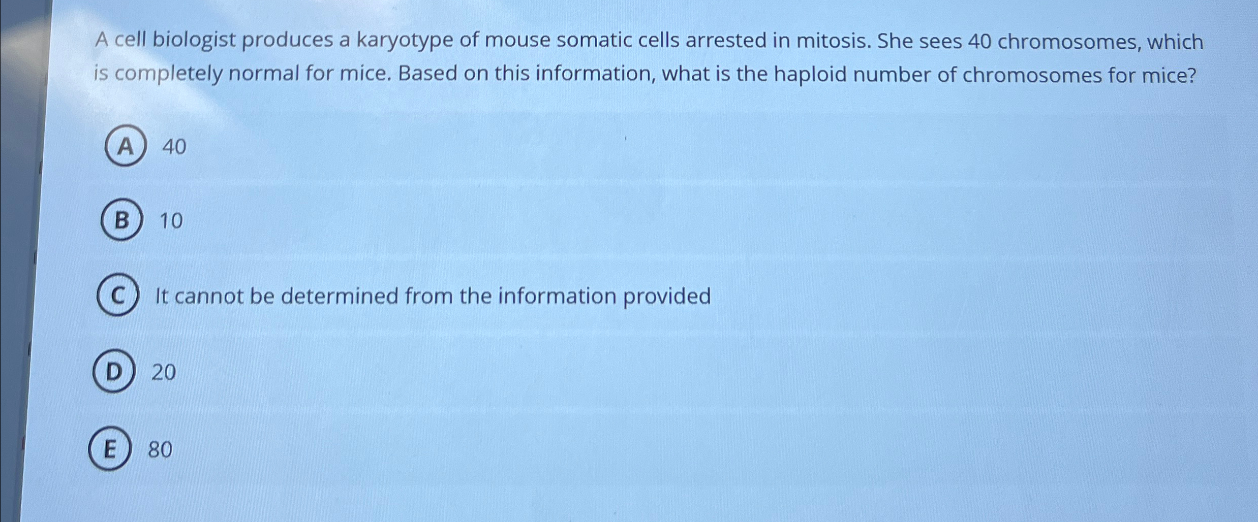 Solved A cell biologist produces a karyotype of mouse | Chegg.com