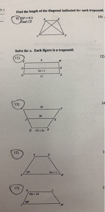 Solved Geometry Properties of Trapezoids Find the length of | Chegg.com