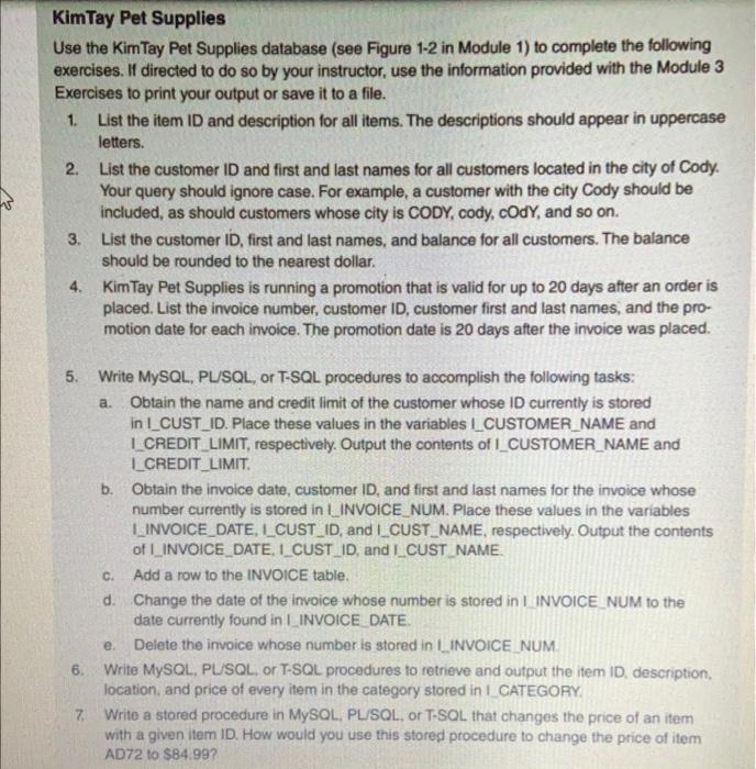 Solved KimTay Pet Supplies Use the KimTay Pet Supplies | Chegg.com