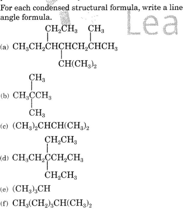 Solved For each condensed structural formula, write a line | Chegg.com
