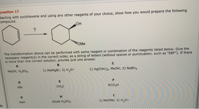RCES Question 5 Starting with cyclohexene and using | Chegg.com