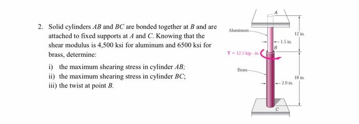 Solved 2. Solid cylinders AB and BC are bonded together at B | Chegg.com
