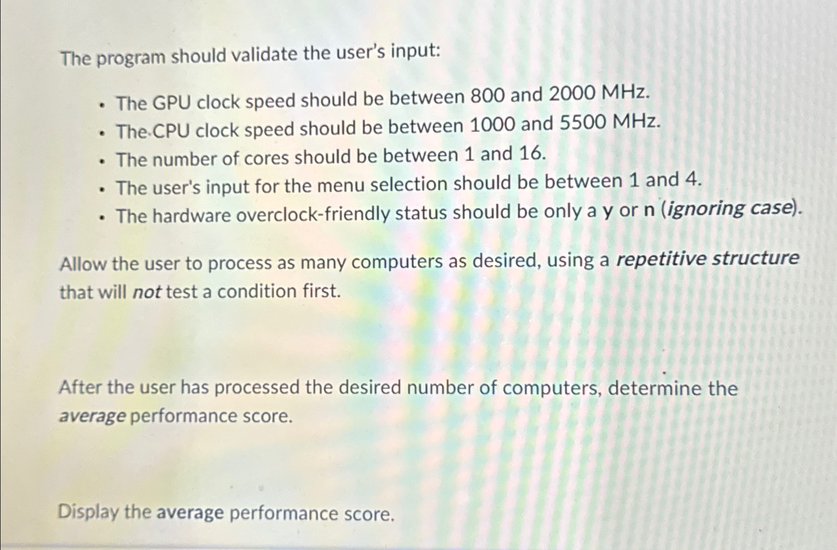 Write IPO chart : Special InstructionsOpen the | Chegg.com