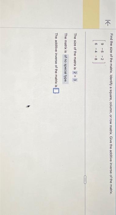 Solved Find the size of the matrix. Identify a square, | Chegg.com