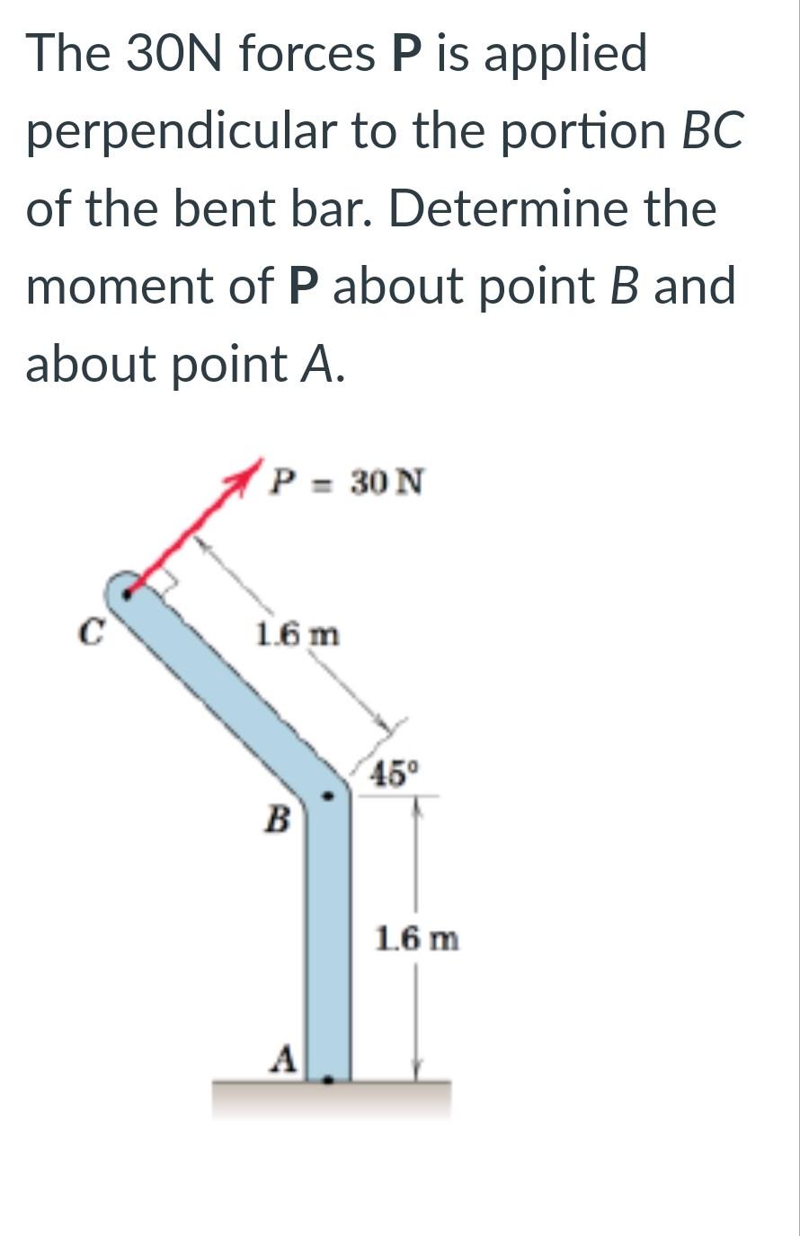 Solved The 30N forces P is applied perpendicular to the | Chegg.com