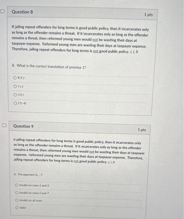 If jailing repeat offenders for long terms is good | Chegg.com