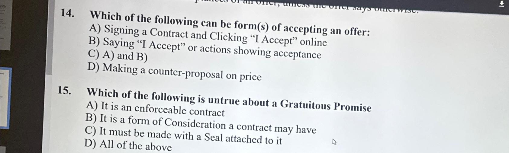 Solved Which of the following can be form(s) ﻿of accepting | Chegg.com