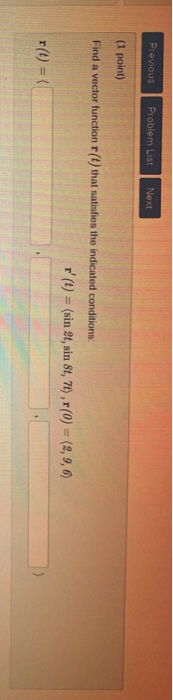 Solved Previous Problem List Next (1 point) Find a vector | Chegg.com