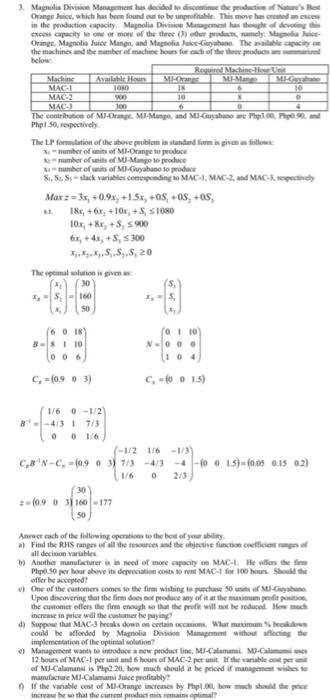 below: Phet 30 , ropoctively. The LP formulation of | Chegg.com