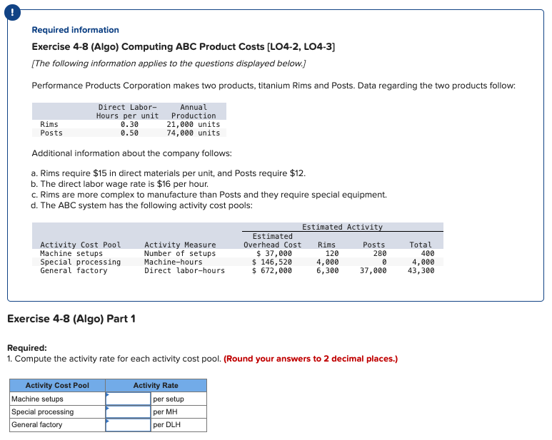 Solved Required informationExercise 4-8 (Algo) ﻿Computing | Chegg.com