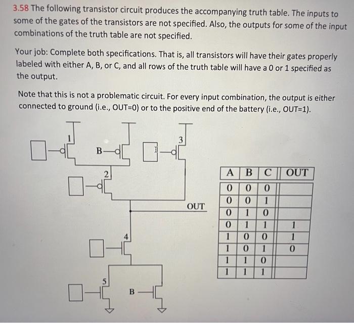 Solved 3.58 The following transistor circuit produces the | Chegg.com
