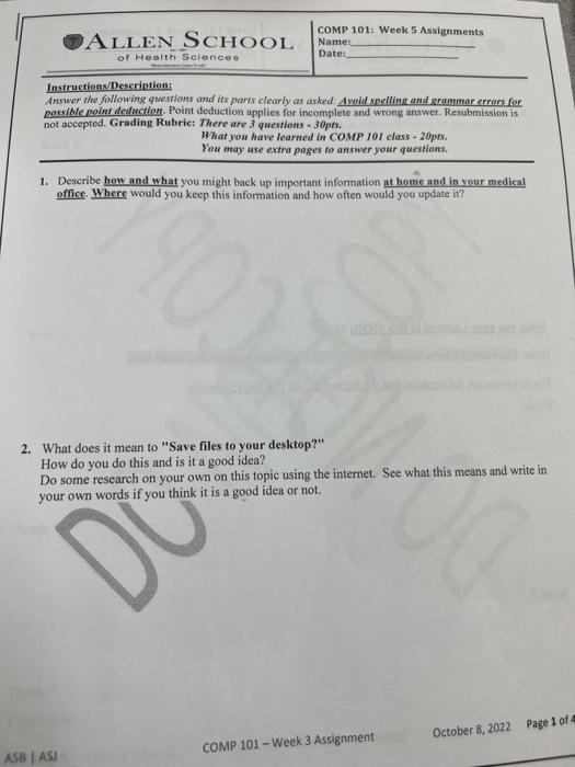 Solved Instructions/Description: Answer the following | Chegg.com