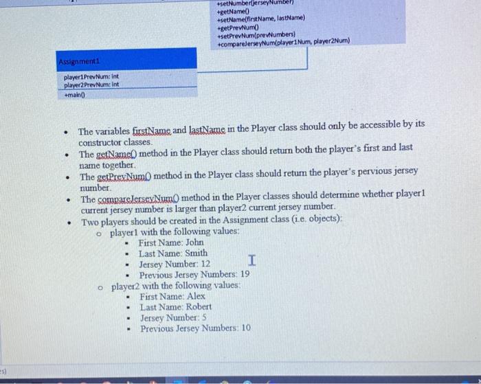 Solved Player Assignment: 1. Given the following class | Chegg.com