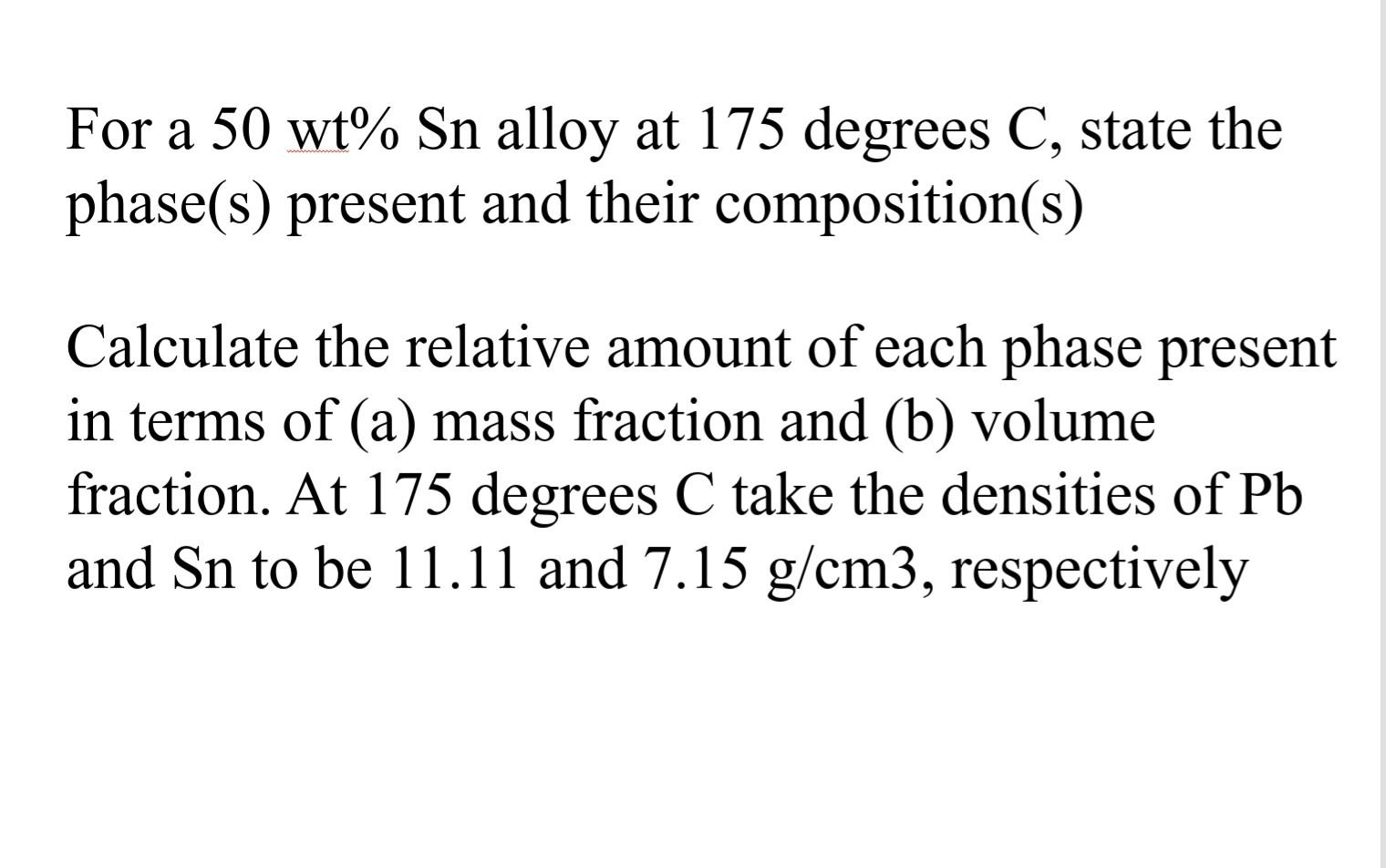 Solved The figure below shows a lead (Pb)-tin (Sn) phase | Chegg.com