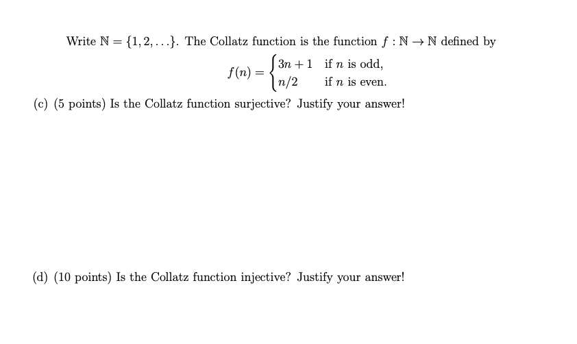 Solved Let the function f:N->N be defined by f(n)={(n-2, ﻿if | Chegg.com