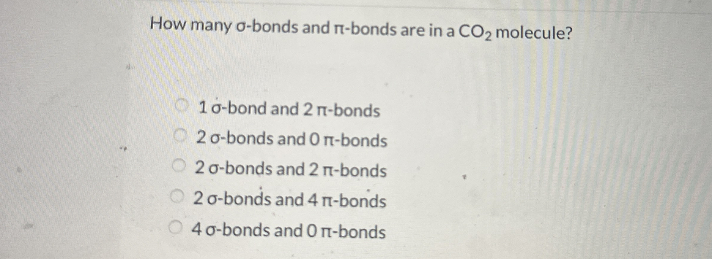 Solved How many σ-bonds and π-bonds are in a CO2 | Chegg.com