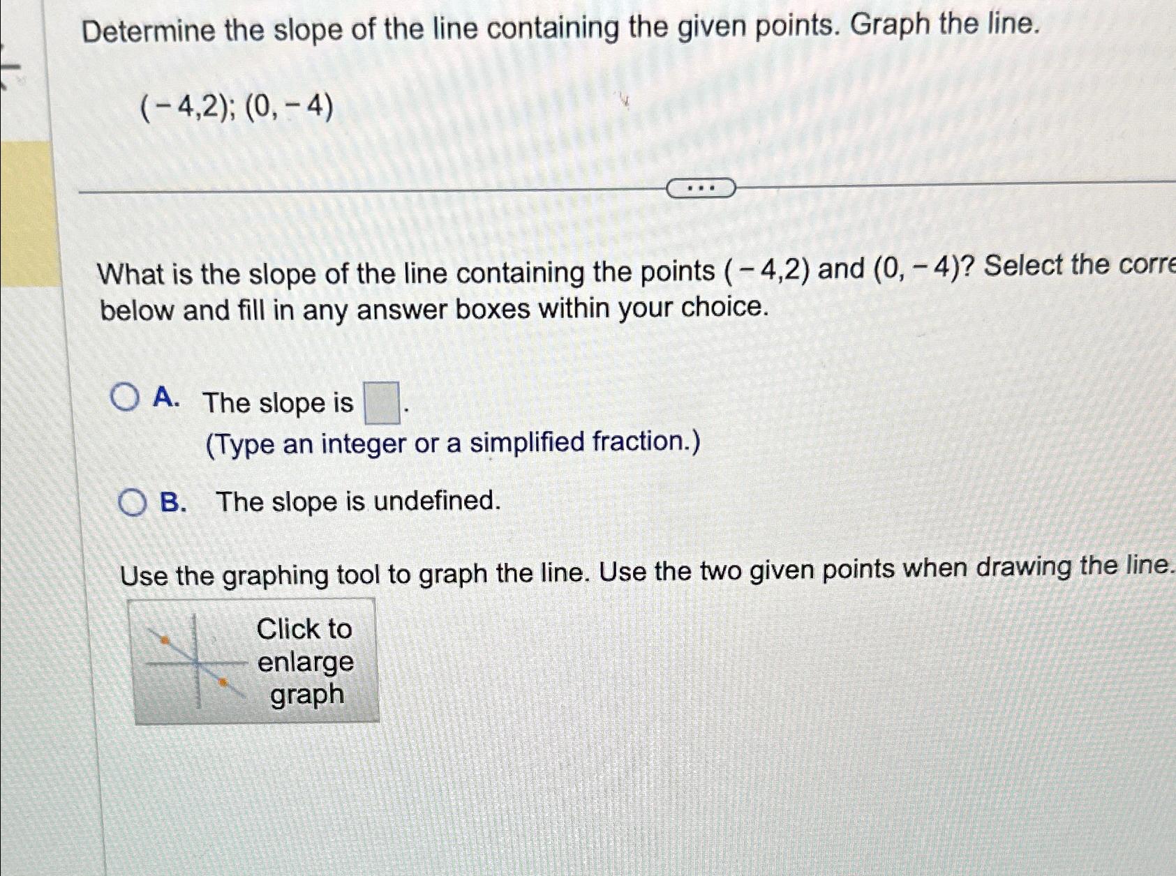 Solved Determine the slope of the line containing the given | Chegg.com