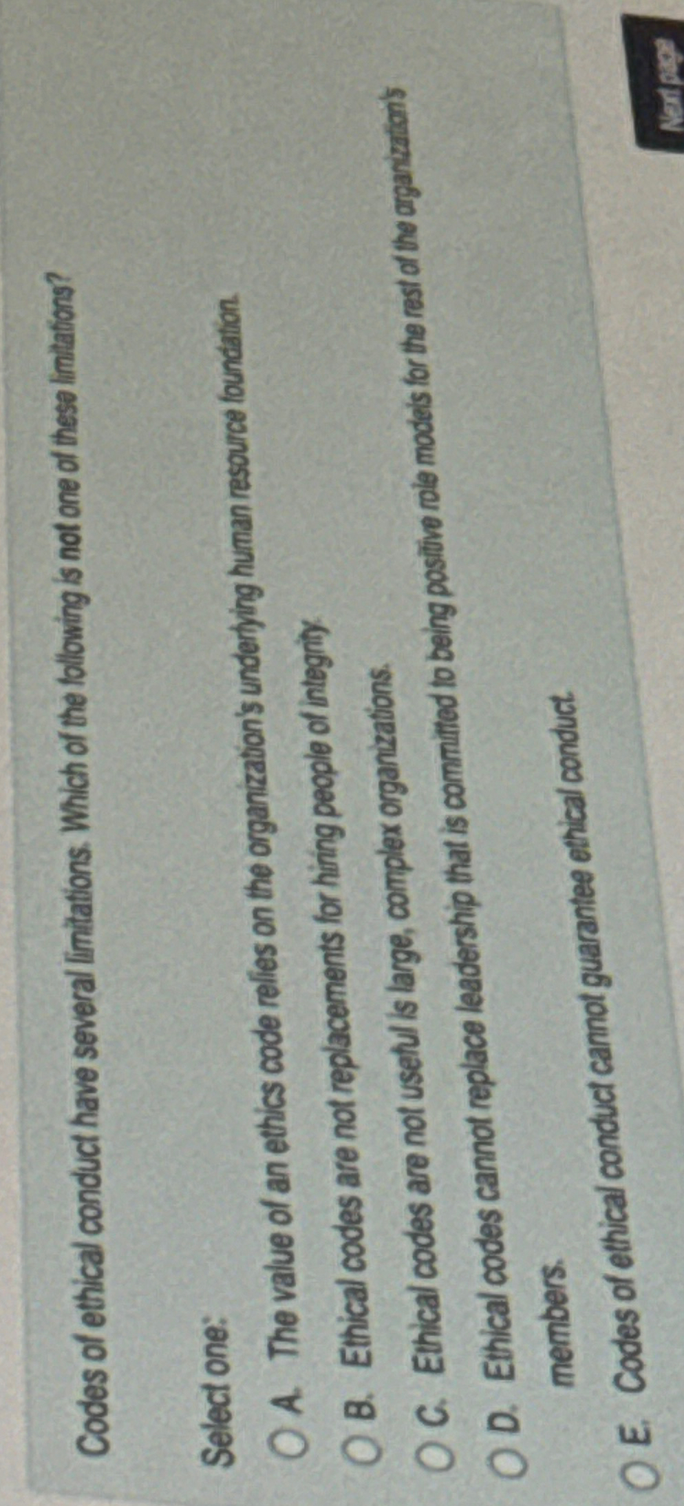 Solved Codes of ethical conduct have several limitations. | Chegg.com