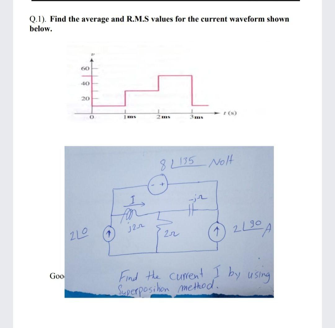 Solved Q.1). Find the average and R.M.S values for the | Chegg.com