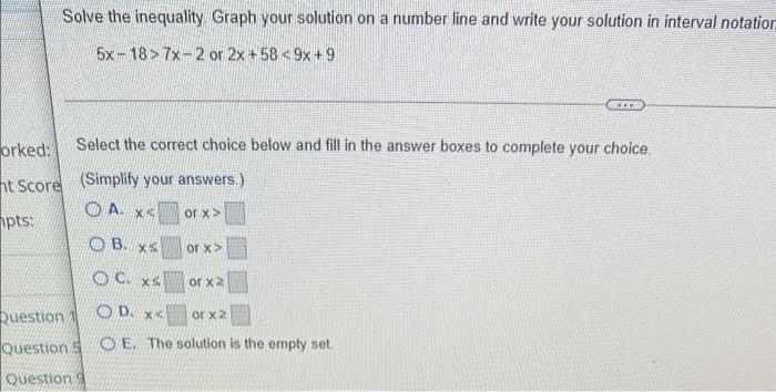 Solved Solve the inequality Graph your solution on a number | Chegg.com
