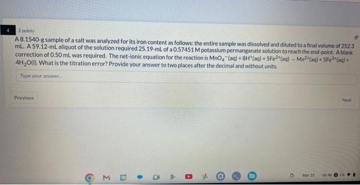 Solved 2 points A 8.1540-g sample of a salt was analyzed for | Chegg.com