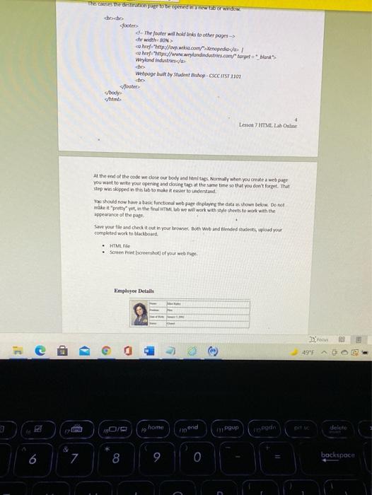 Lesson 7 HTML Web Class Lab - Hands-on HTML • Use | Chegg.com