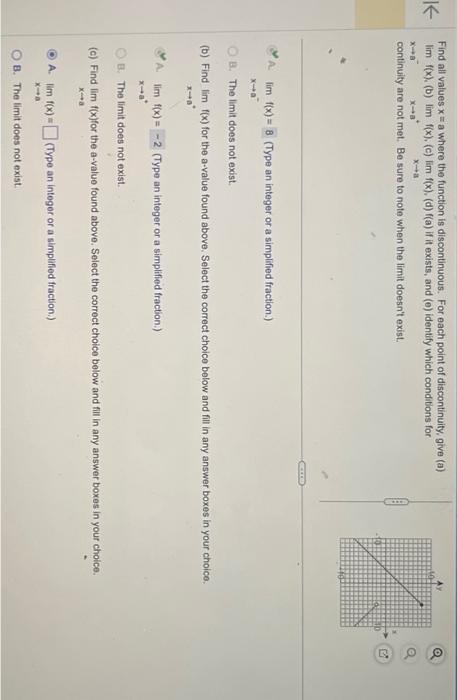 Solved Find all values x= a where the function is | Chegg.com