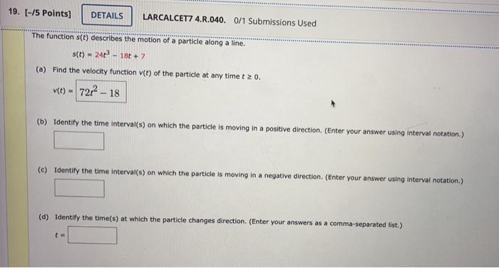 Solved 19. [-15 Points) DETAILS LARCALCET7 4.R.040.0/1 | Chegg.com Solved 19. [-15 Points) DETAILS LARCALCET7 4.R.040.0/1 | Chegg.com