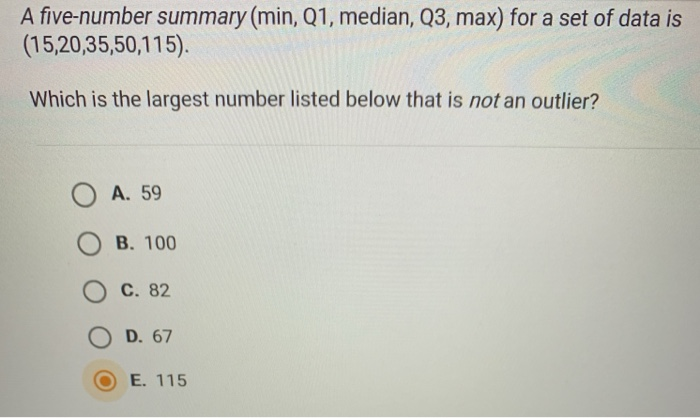Solved A five-number summary (min, Q1, median, Q3, max) for | Chegg.com