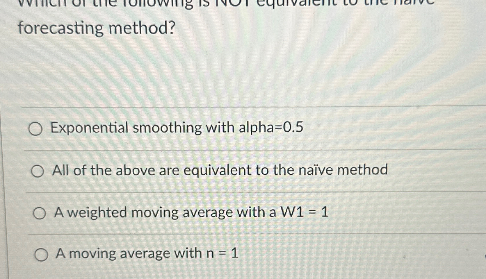 Solved forecasting method?Exponential smoothing with alpha | Chegg.com