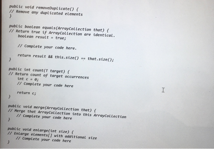 Solved public class ArrayCollection { protected static final | Chegg.com