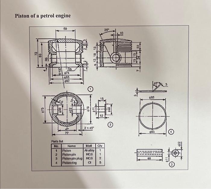 Piston of a petrol engine | Chegg.com